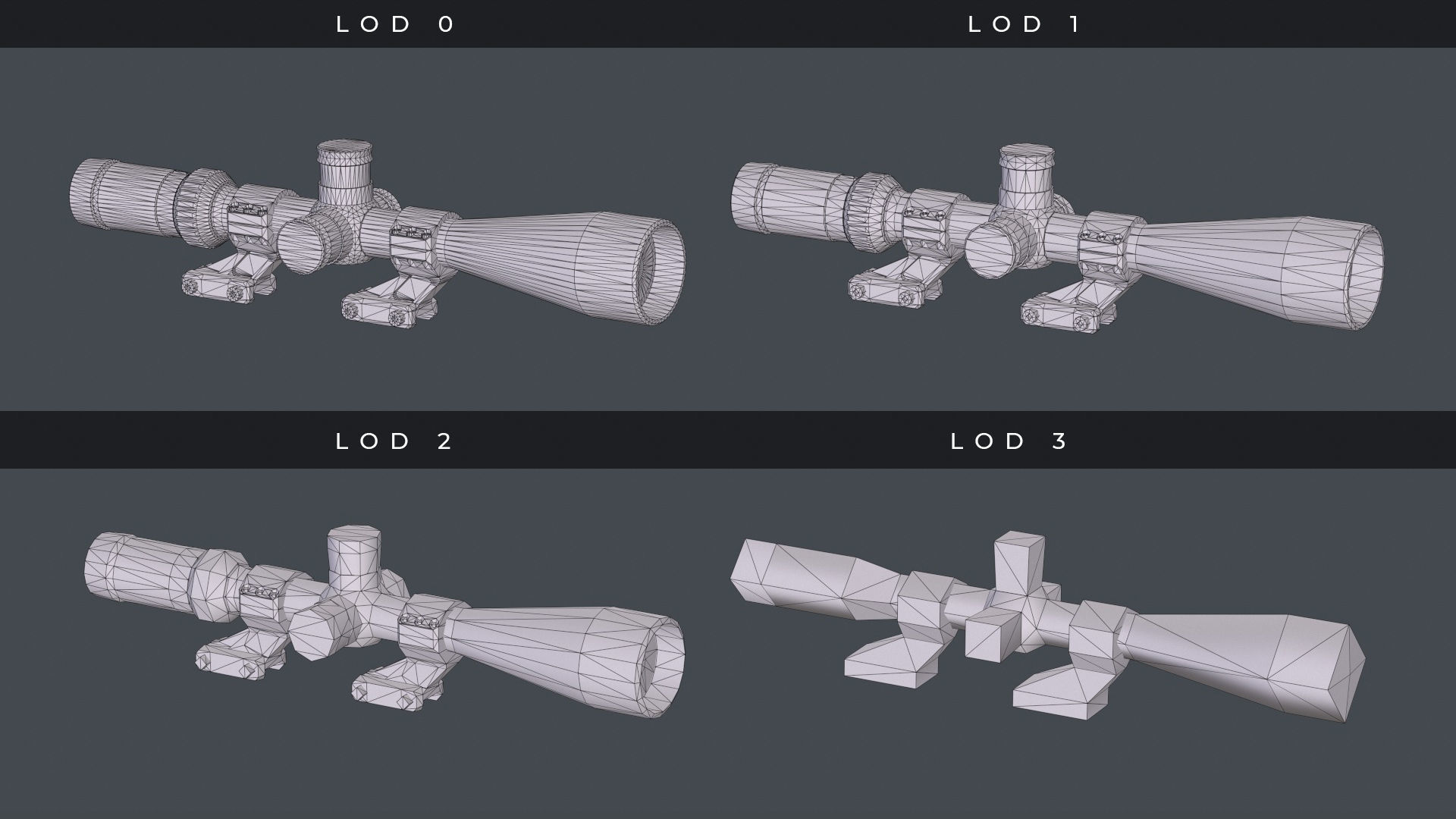 3D model Optical Sight L - FPS Gun Attachment for Unreal Engine VR / AR ...