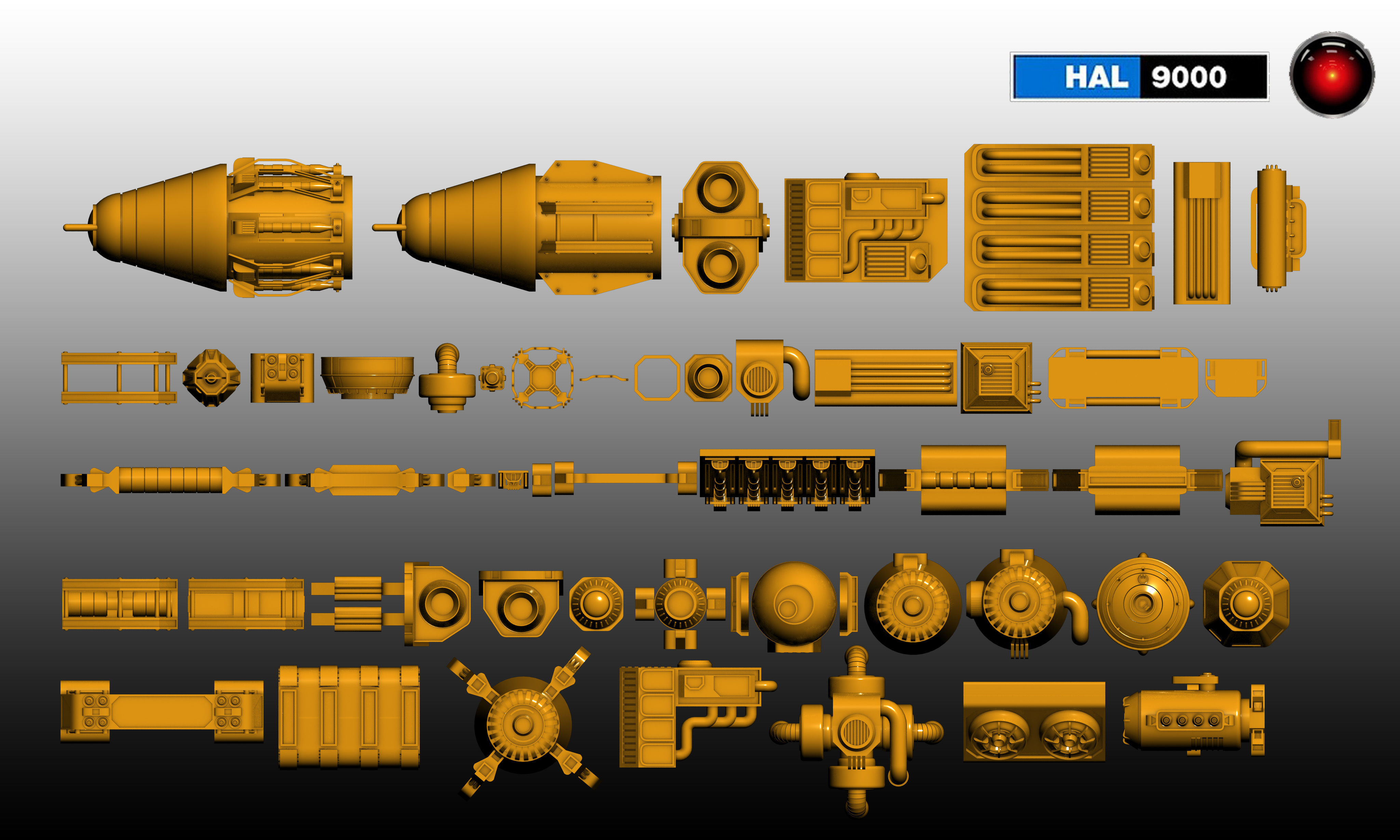 Space kitbash 2A 50 elements 3D model | CGTrader