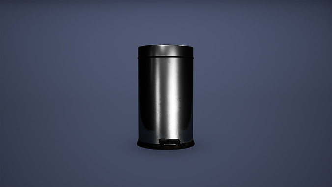 3D model Dustbin Low Poly Game Ready stainless steel trash can VR / AR ...