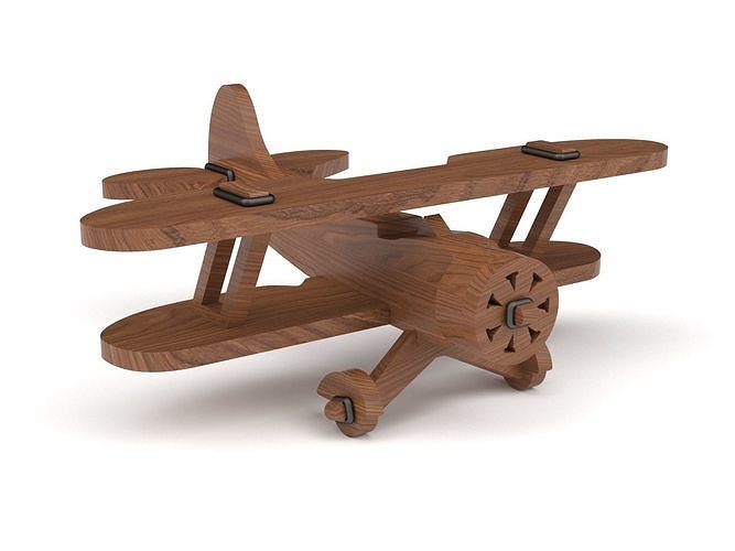 Wooden toy biplane 09 3D model | CGTrader