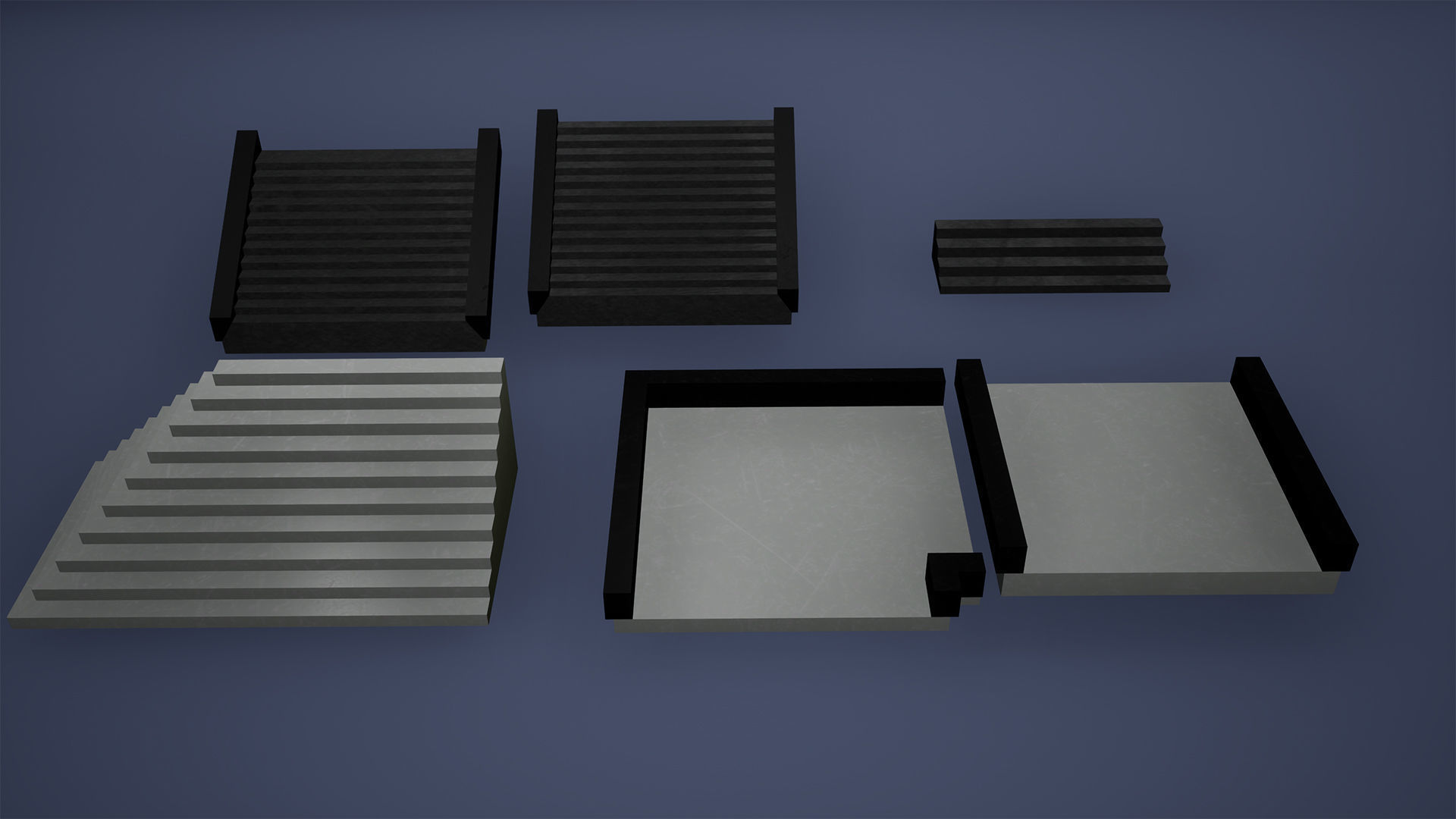 3D model Stair Low Poly Game Ready stack of concrete steps VR / AR ...