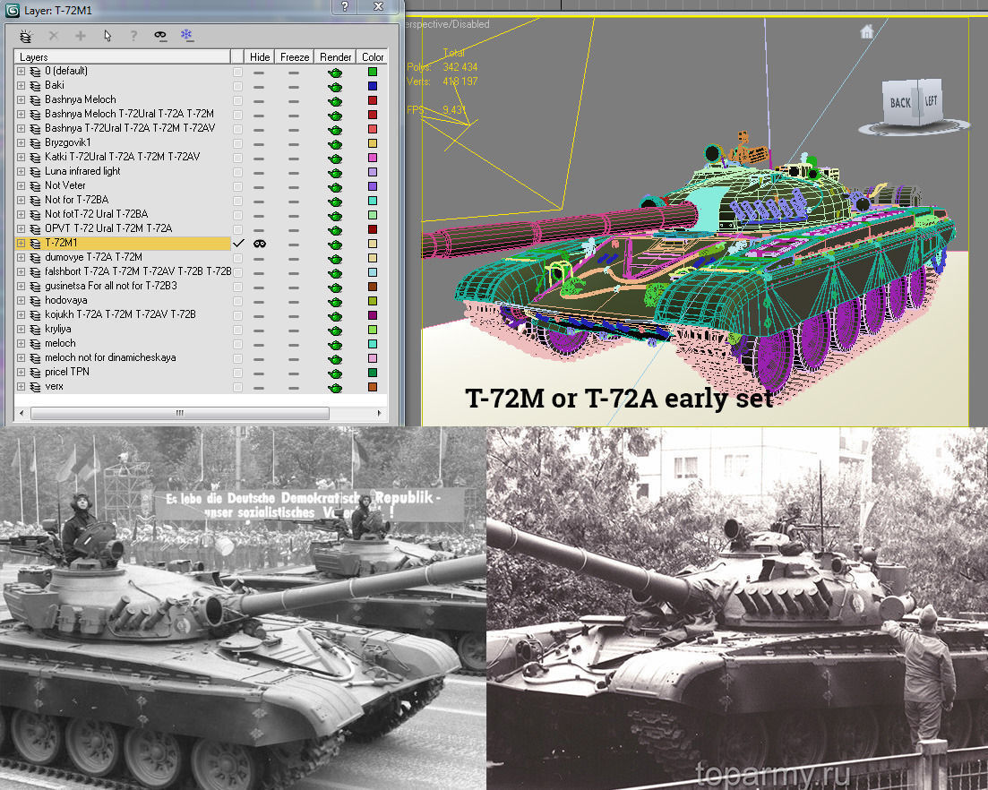T-72M1 Russian main battle tank 2 tanks in 1 3D model | CGTrader