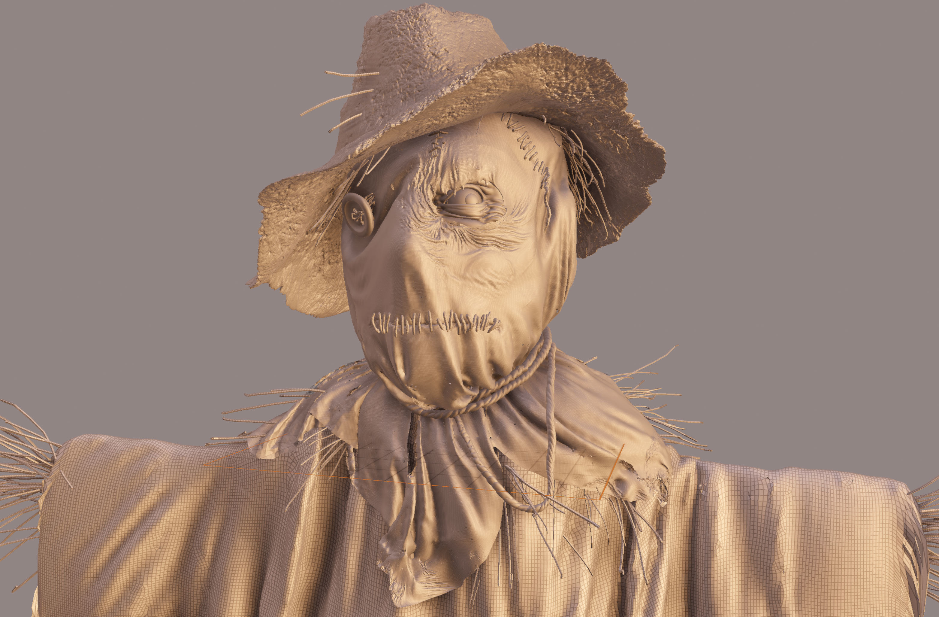SCARECROW with hat and straw 3D model | CGTrader
