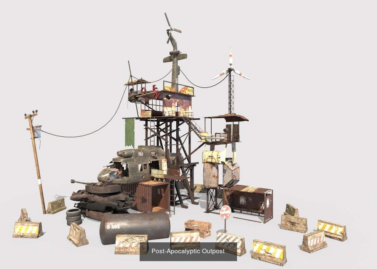 Set Of Post-Apocalyptic Objects 3D Model Collection | CGTrader