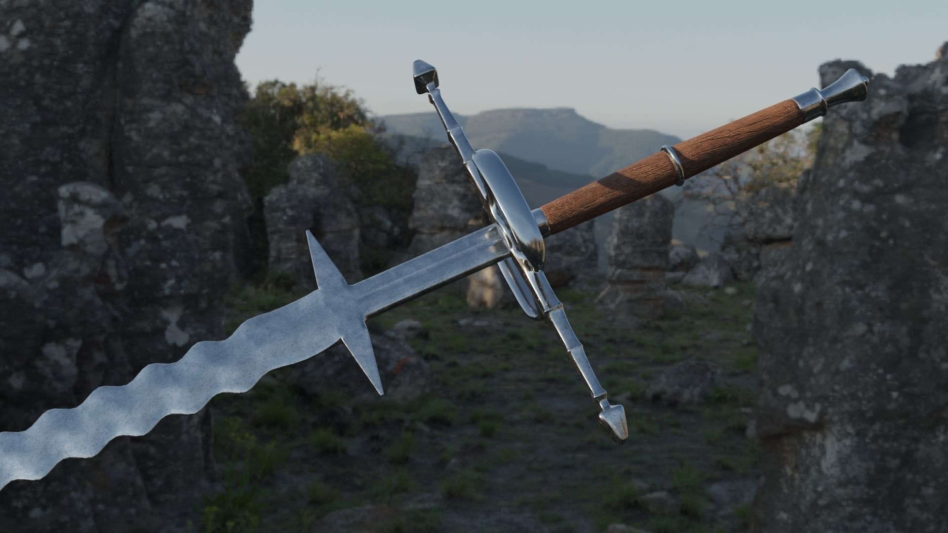 Flamberge Sword 3D model | CGTrader
