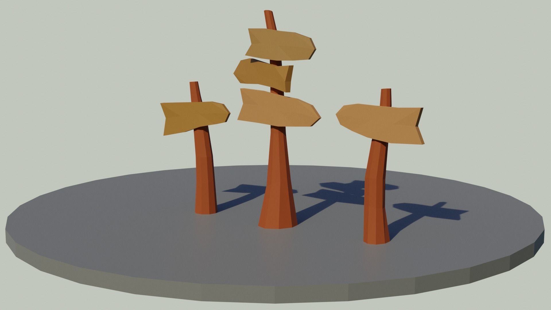 Low Poly Signpost directional sign free 3D model | CGTrader