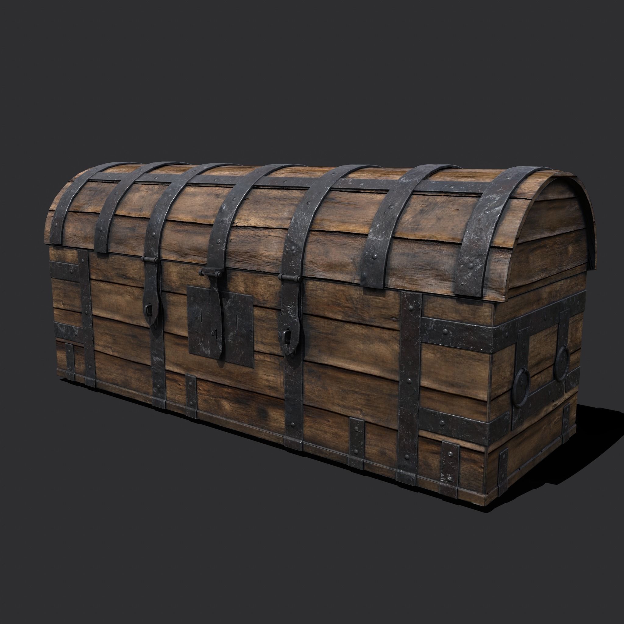 3D model Medieval Chest Iron Bound Decor VR / AR / low-poly | CGTrader
