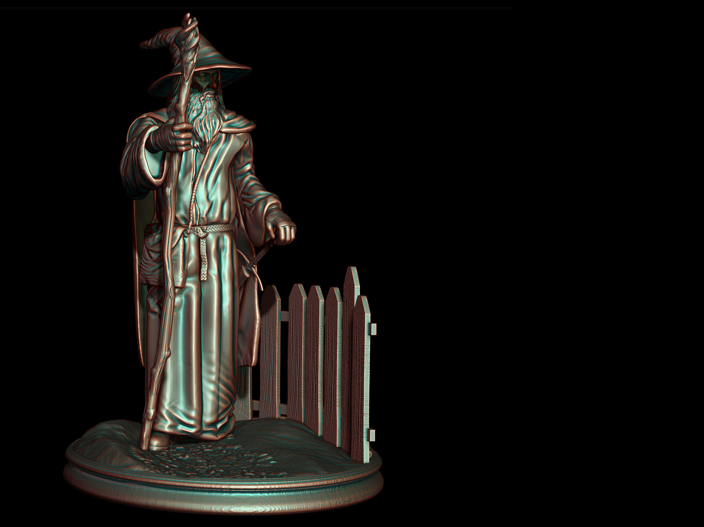 Gandalf statue of wizard holding sword 3D model 3D printable | CGTrader