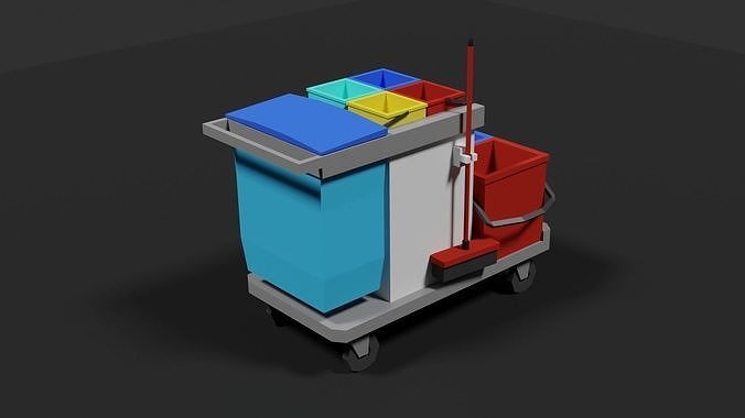 3D model Lowpoly Cleaning Cart VR / AR / low-poly | CGTrader