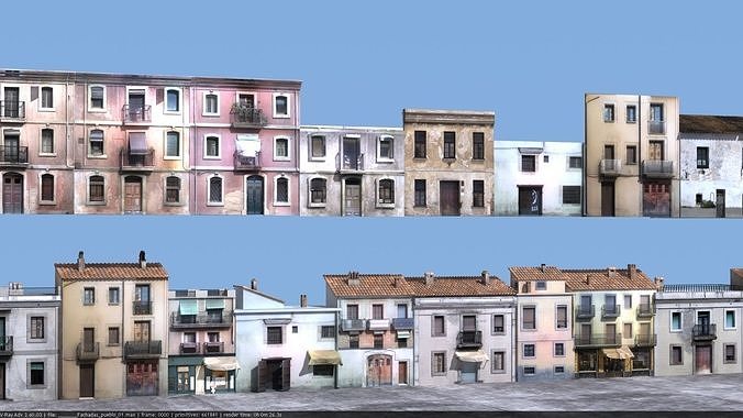 village buildings facade 3D model | CGTrader