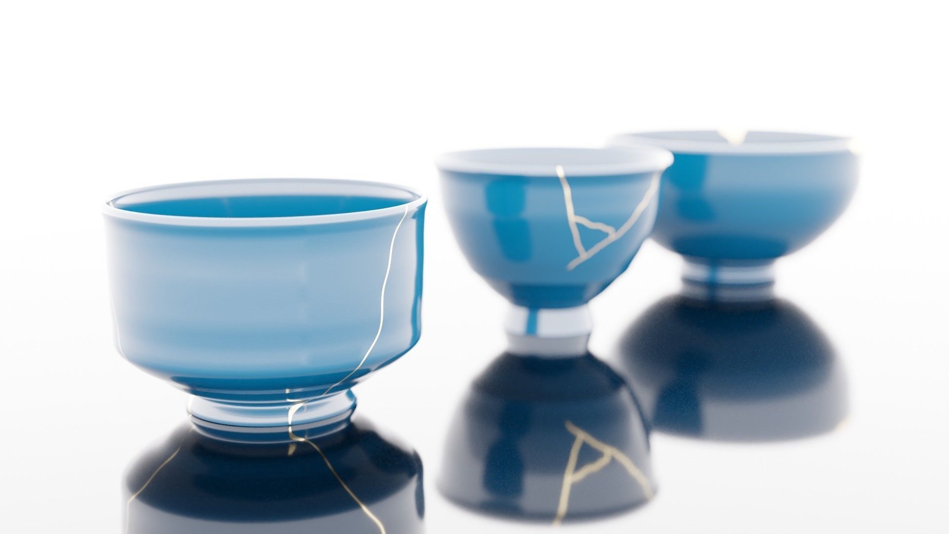Kintsugi Tea Bowls - Japan Collection 3D model | CGTrader