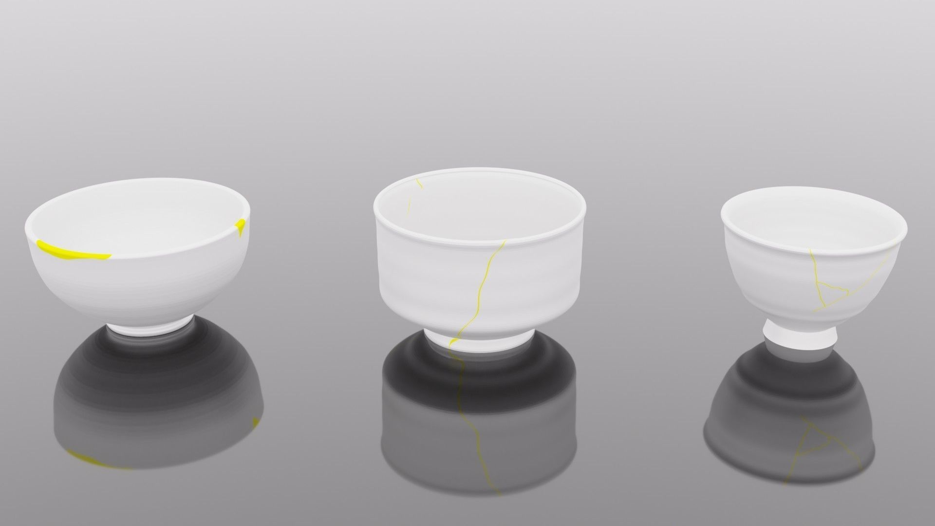 Kintsugi Tea Bowls - Japan Collection 3D model | CGTrader