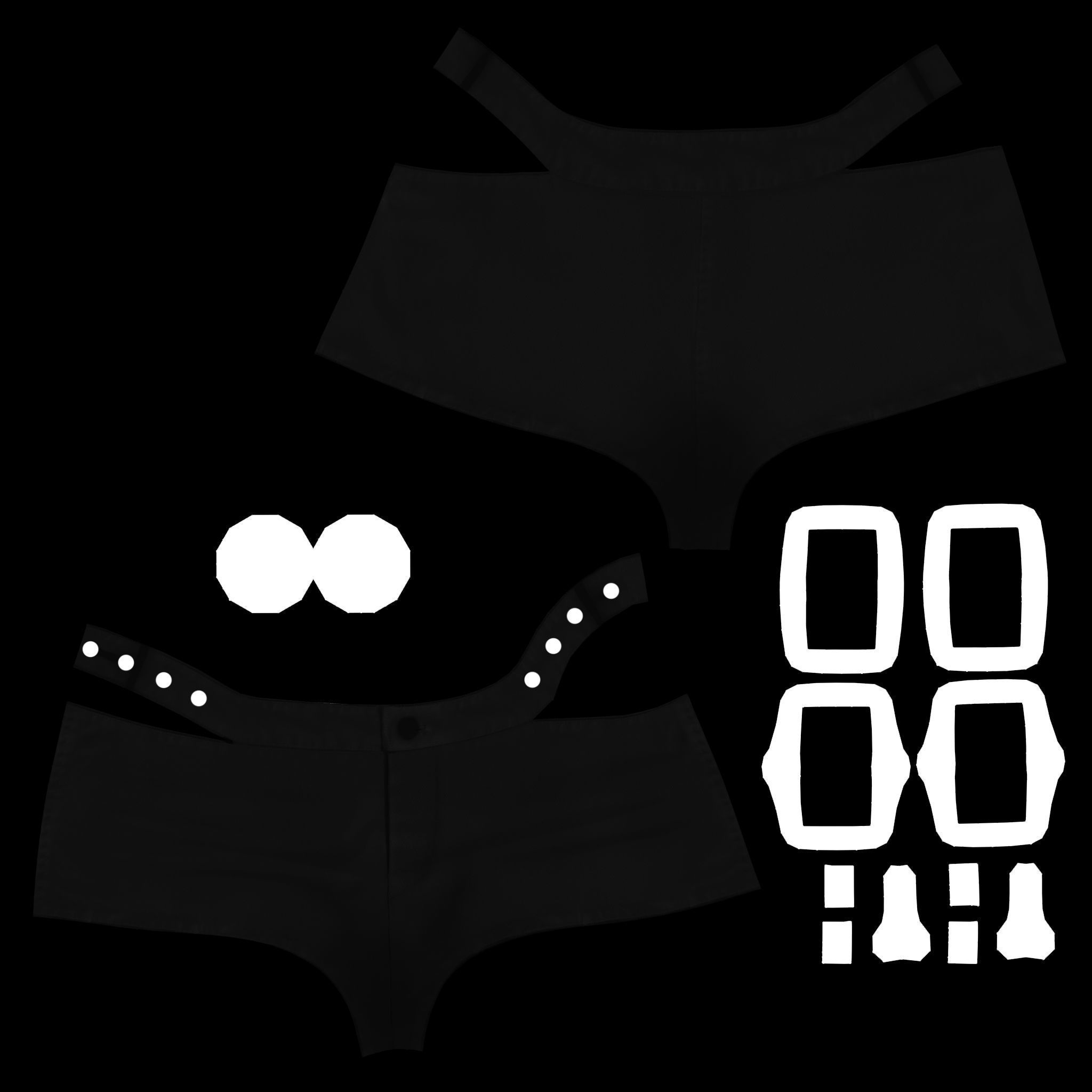 3D model Low Rise Shorts With Cut Out Buckles VR / AR / low-poly | CGTrader