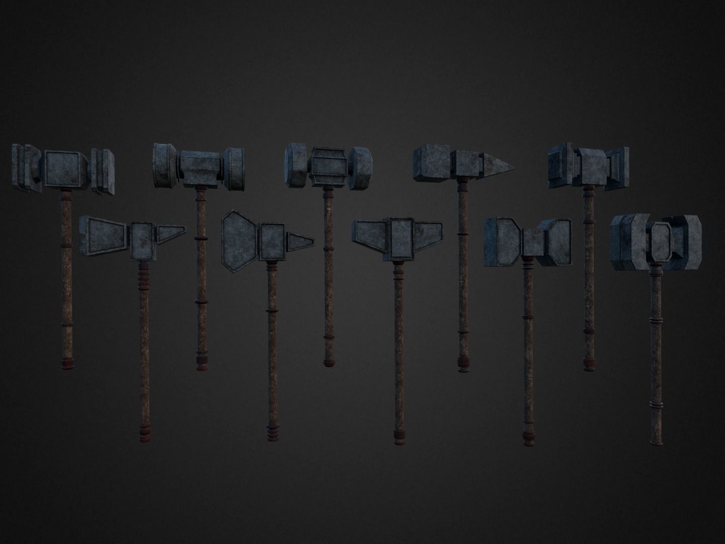 3D model 50 War hammers pack VR / AR / low-poly | CGTrader