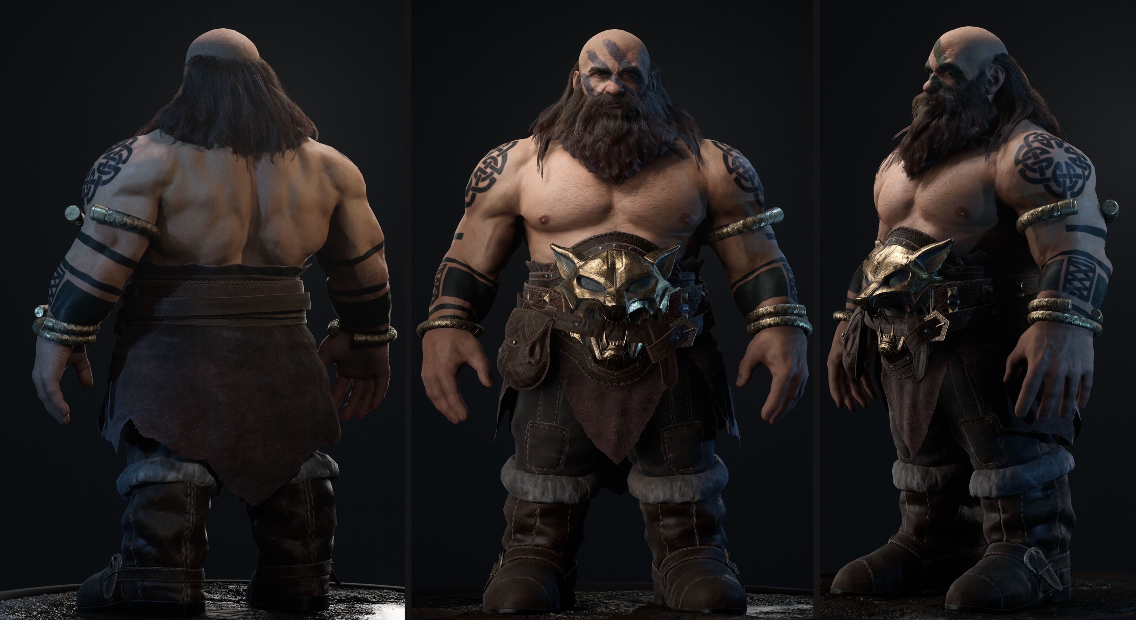 3D model Dwarf Game Ready Low-poly 3D model bearded man with beard VR ...