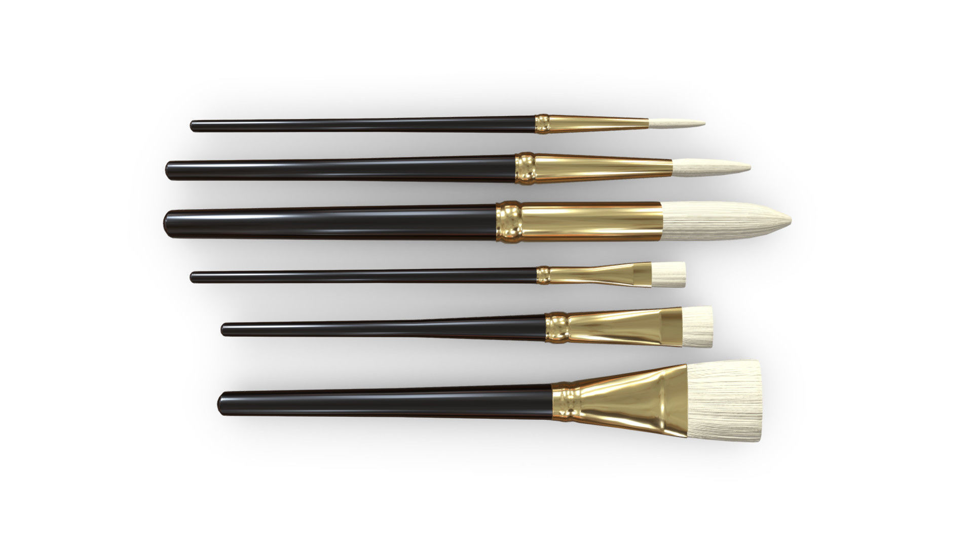 3D model Paintbrush Set painting brush - person VR / AR / low-poly ...