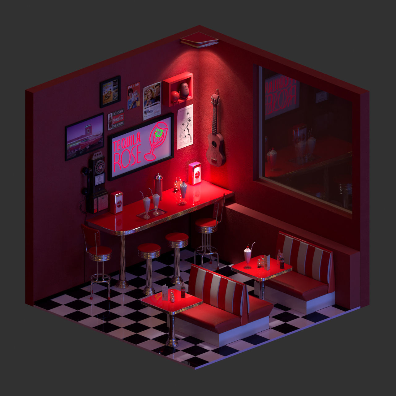 Retro Diner 3D model | CGTrader