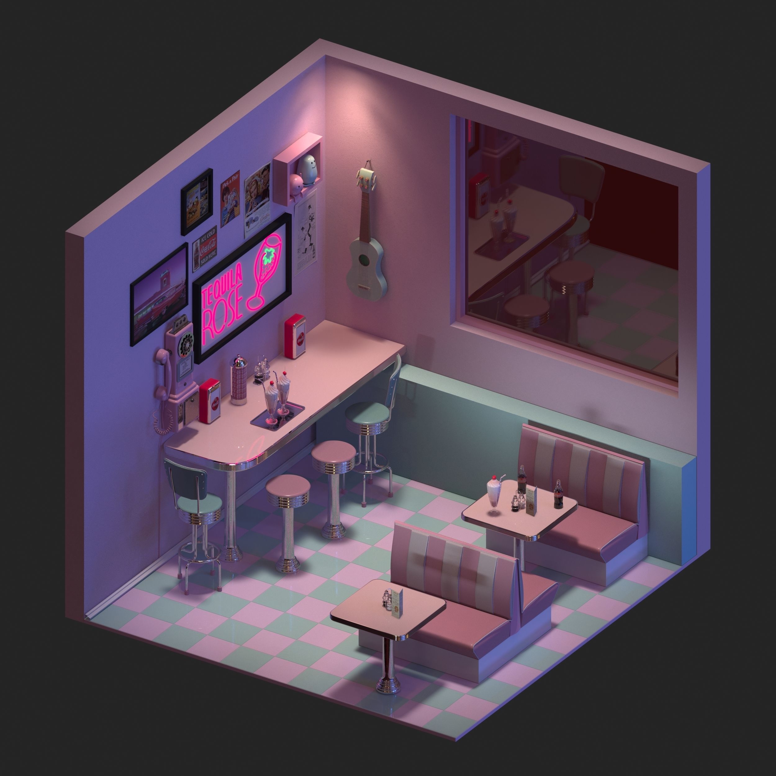 Retro Diner 3D model | CGTrader