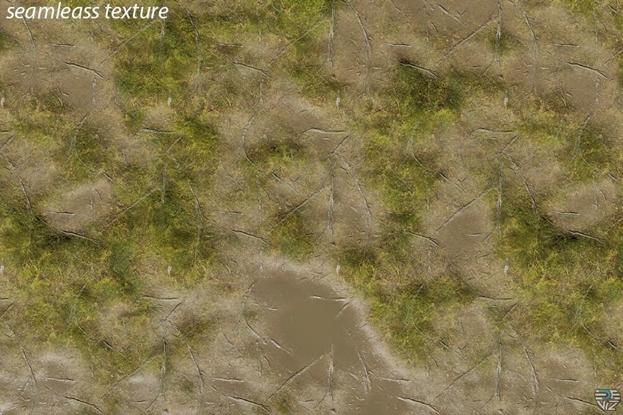 Texture PBR Texture Grass Mud Puddles VR / AR / low-poly | CGTrader