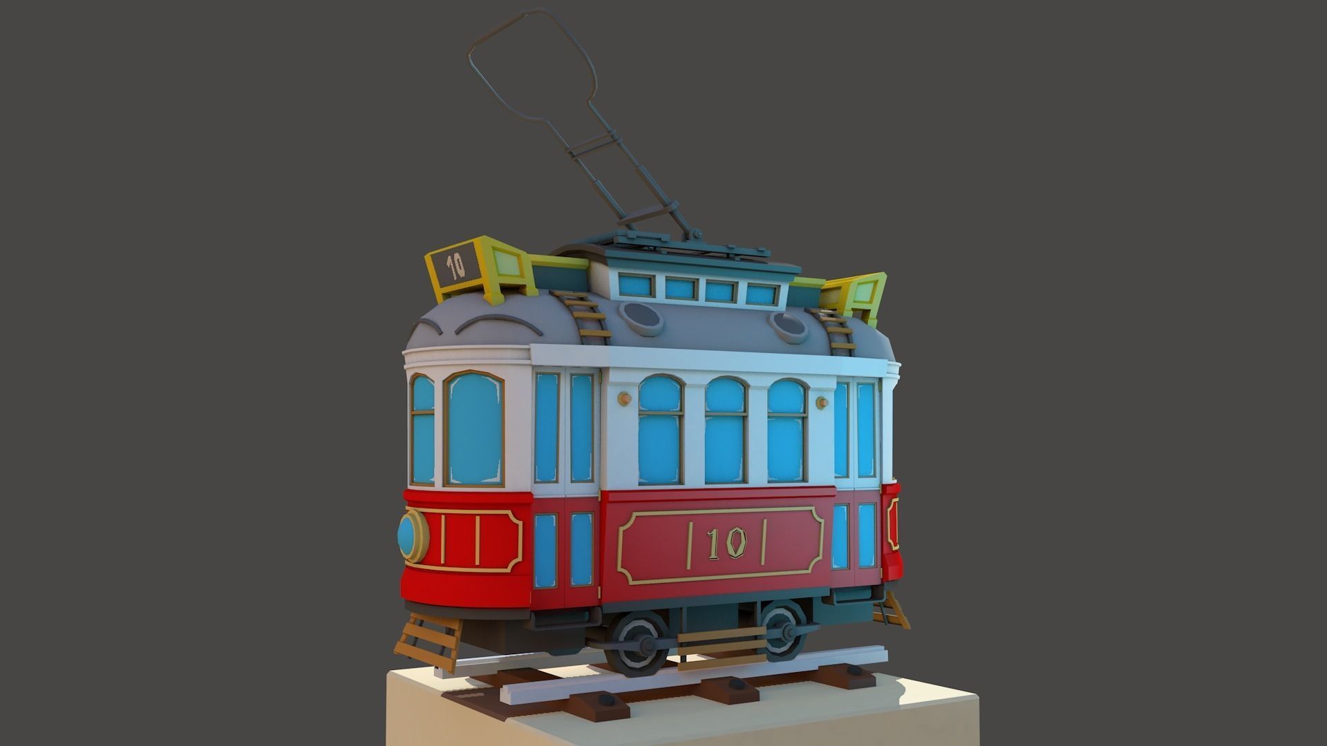 3D model Old City Tram VR / AR / low-poly | CGTrader