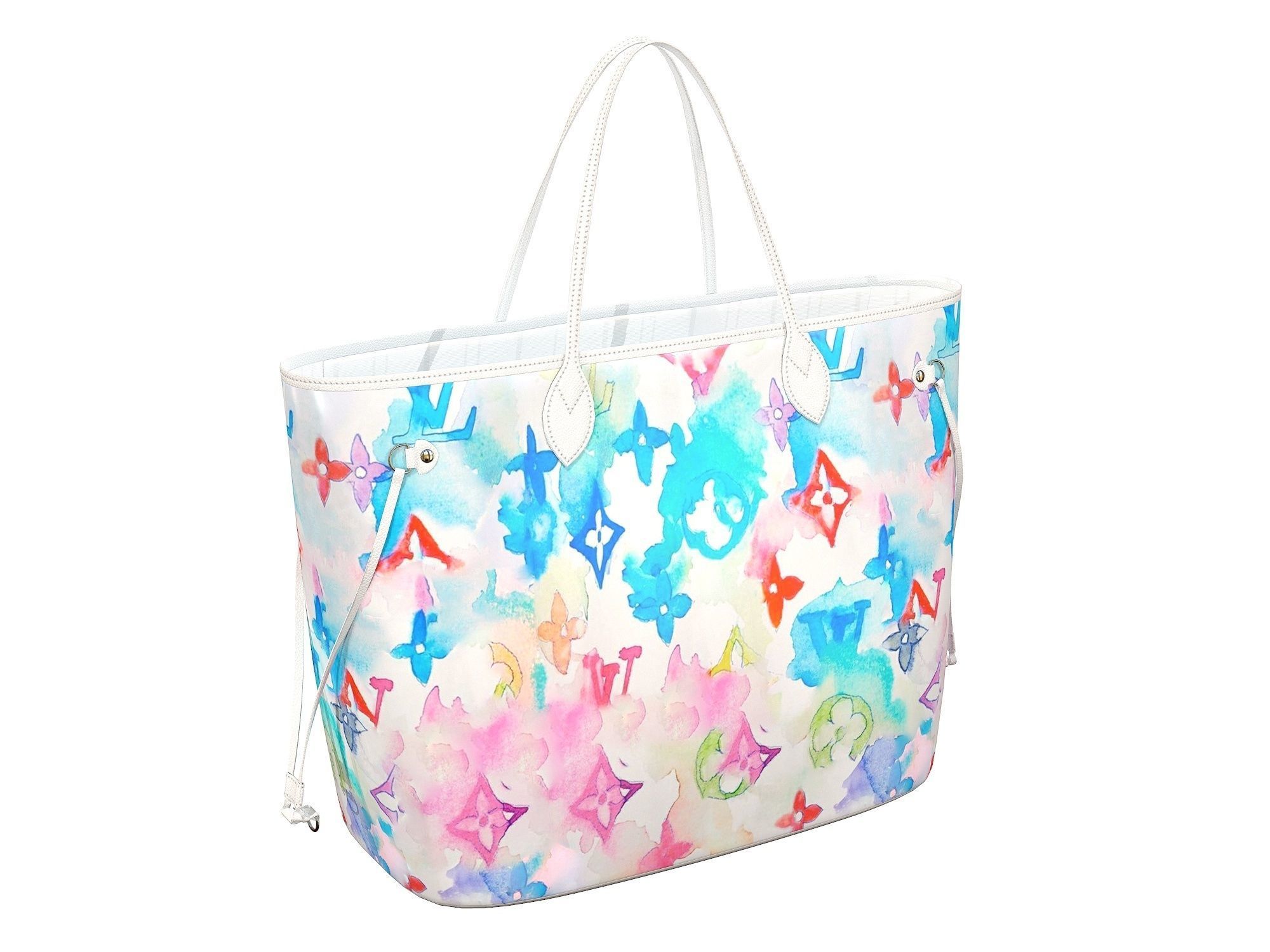 3D model Louis Vuitton Neverfull GM White Watercolor VR / AR / low-poly ...