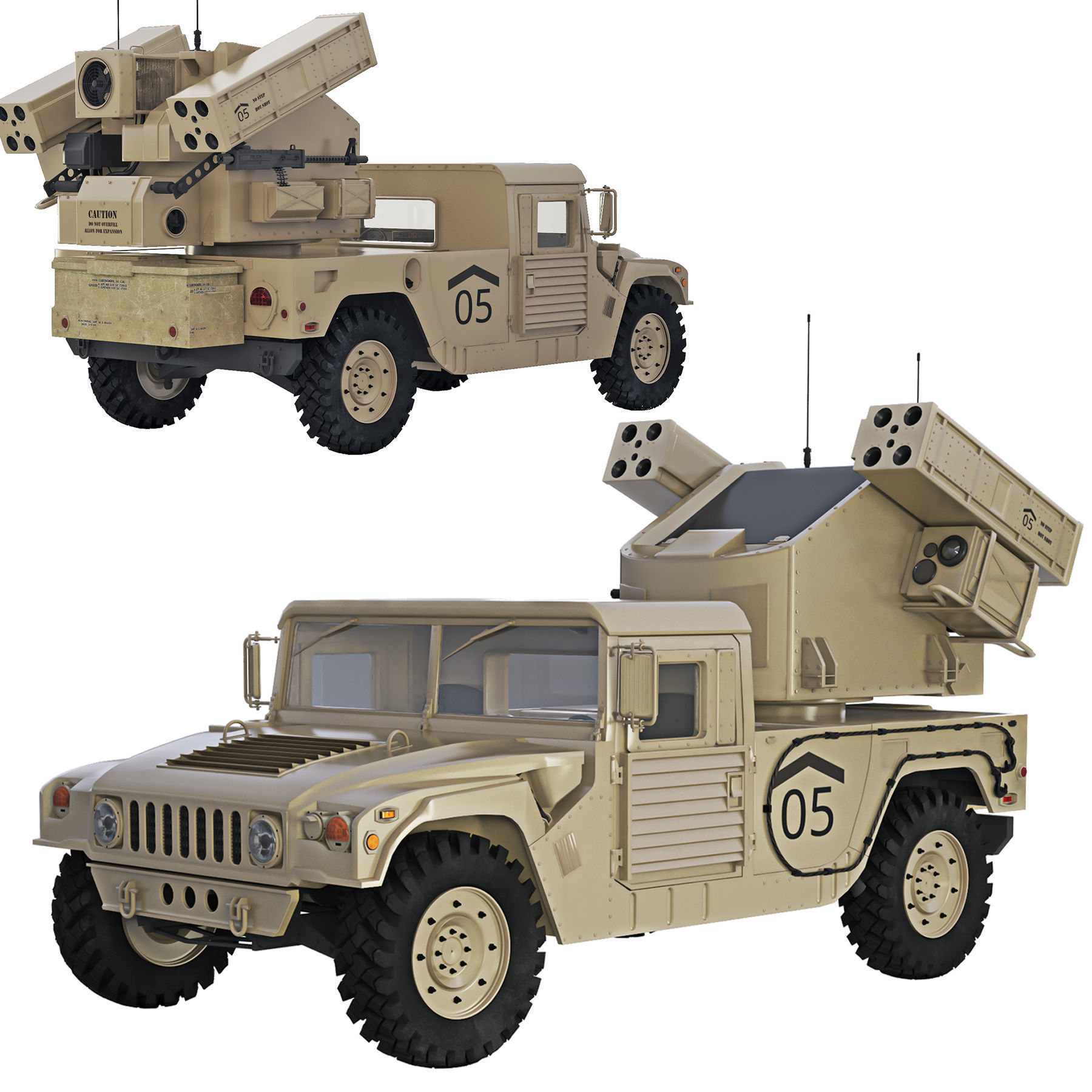 Humvee Military M1097 Avenger 3D model | CGTrader