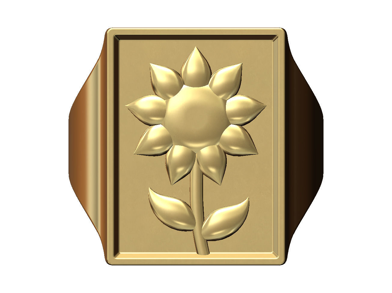 Sunflower relief signet ring US size 6 7 8 3D model 3D printable | CGTrader