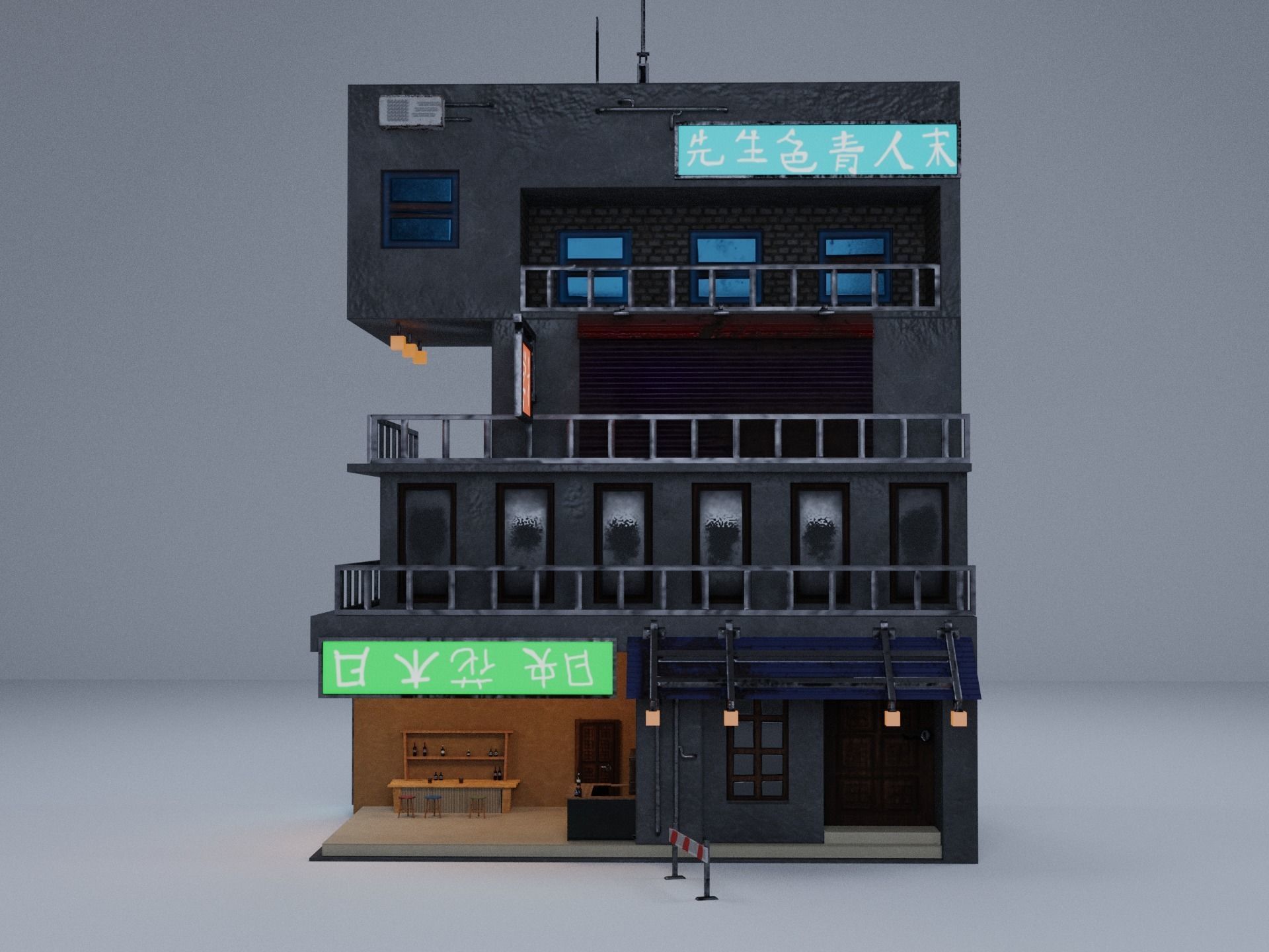 3D model Cyberpunk Building 4 VR / AR / low-poly | CGTrader