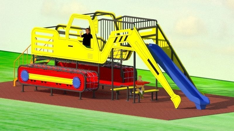Outdoor excavator kids playground 3D model | CGTrader