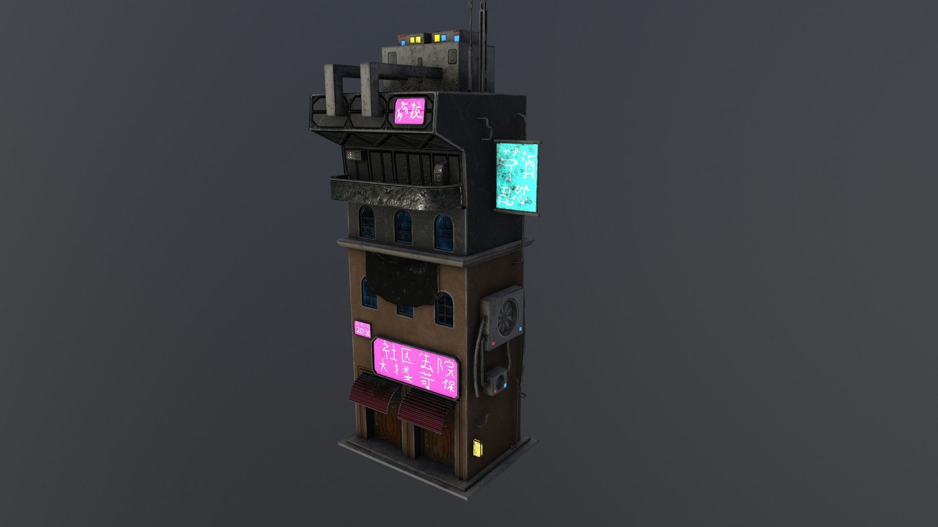 3D model Cyberpunk Building 8 VR / AR / low-poly | CGTrader