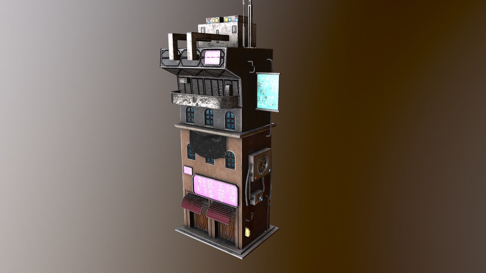 3D model Cyberpunk Building 8 VR / AR / low-poly | CGTrader