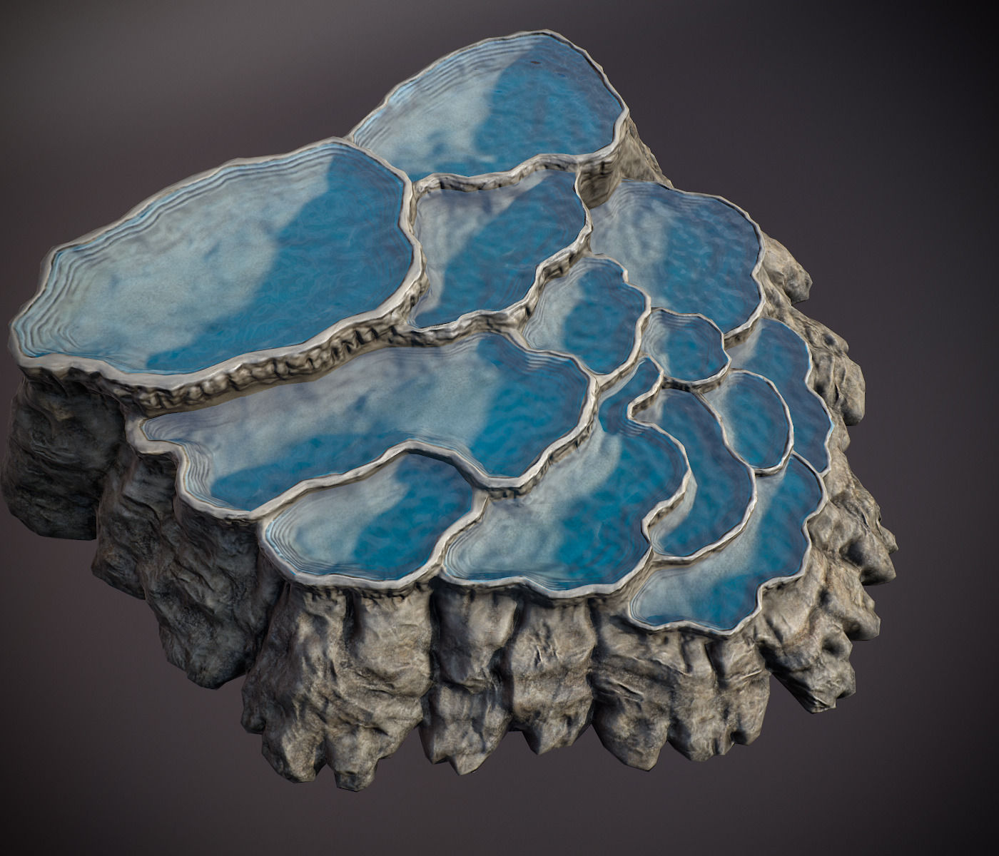 3D model Cascading waterfall spring 3D low poly model VR / AR / low ...