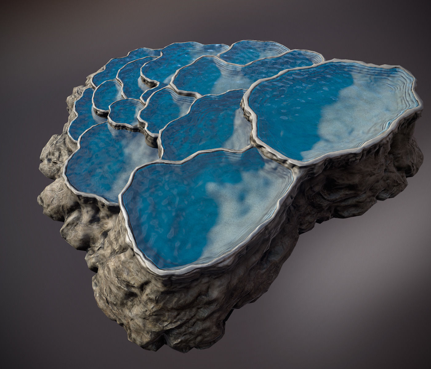 3D model Cascading waterfall spring 3D low poly model VR / AR / low ...