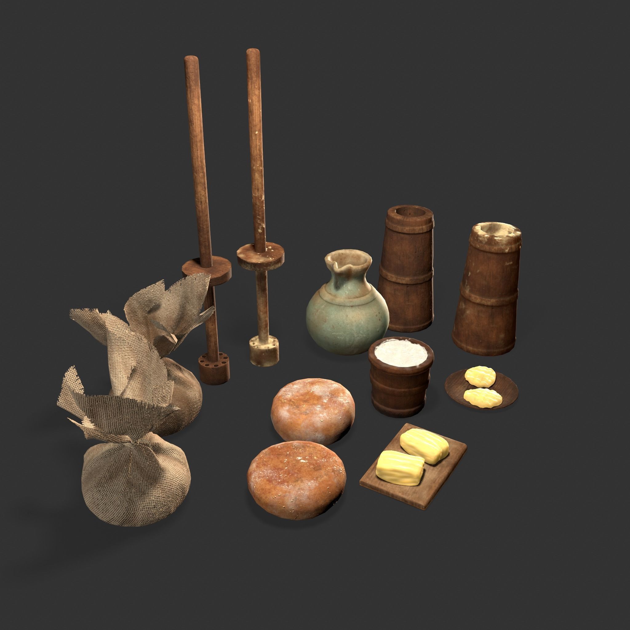 3D Model Collection Medieval Butter Builder Pack VR / AR / low-poly ...