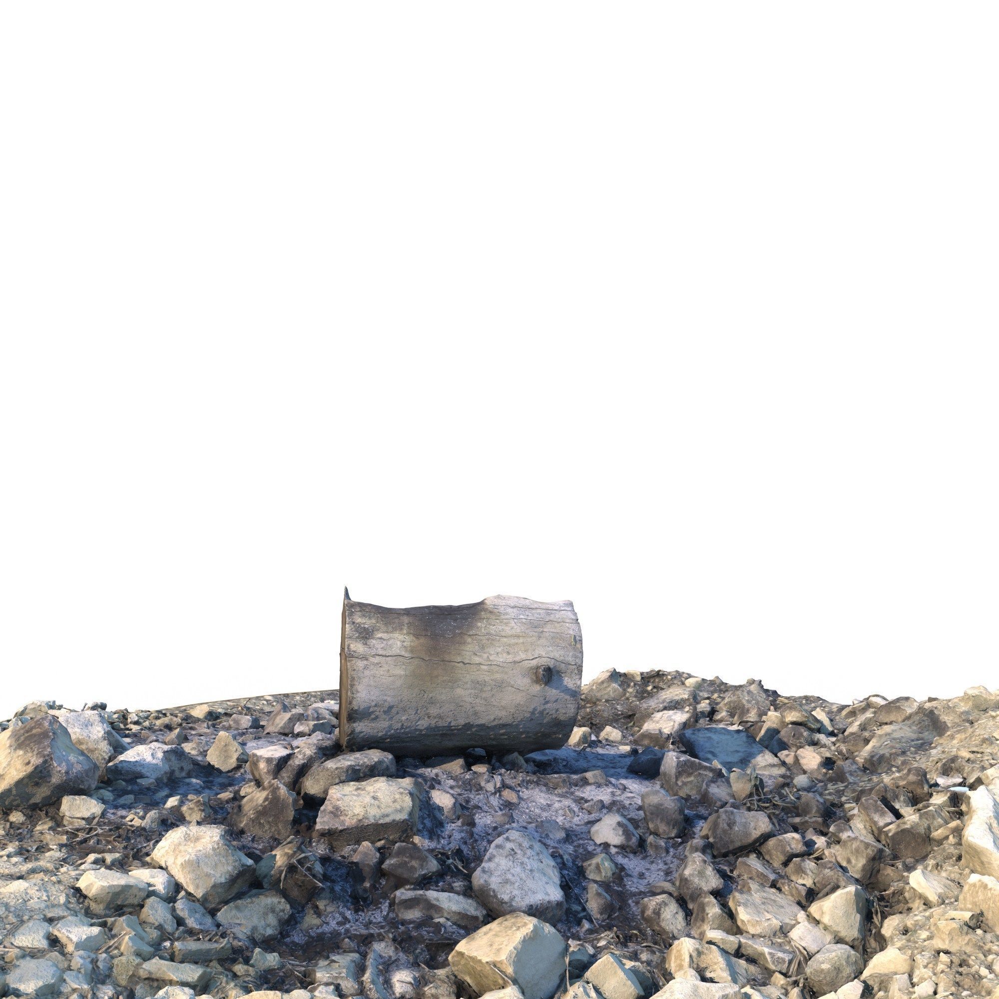 Fire pit with a burned stump A 3D model | CGTrader