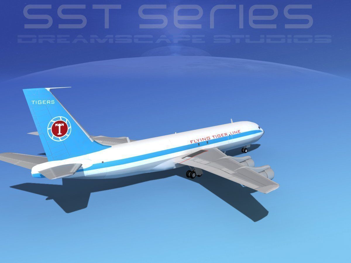 Boeing 707-320 SS Flying Tigers 3D model rigged | CGTrader
