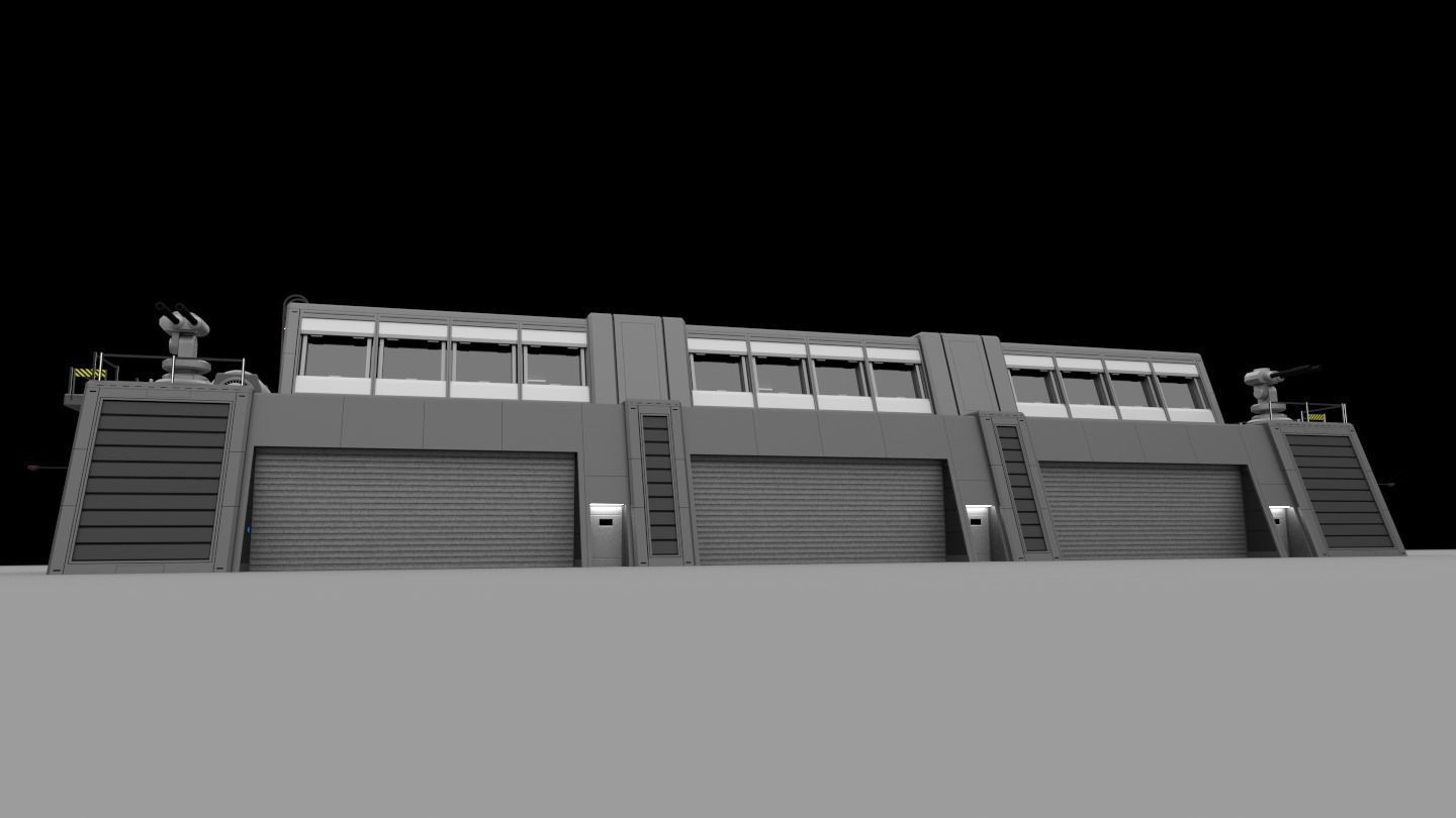 Futuristic Military Barracks 3D model animated | CGTrader
