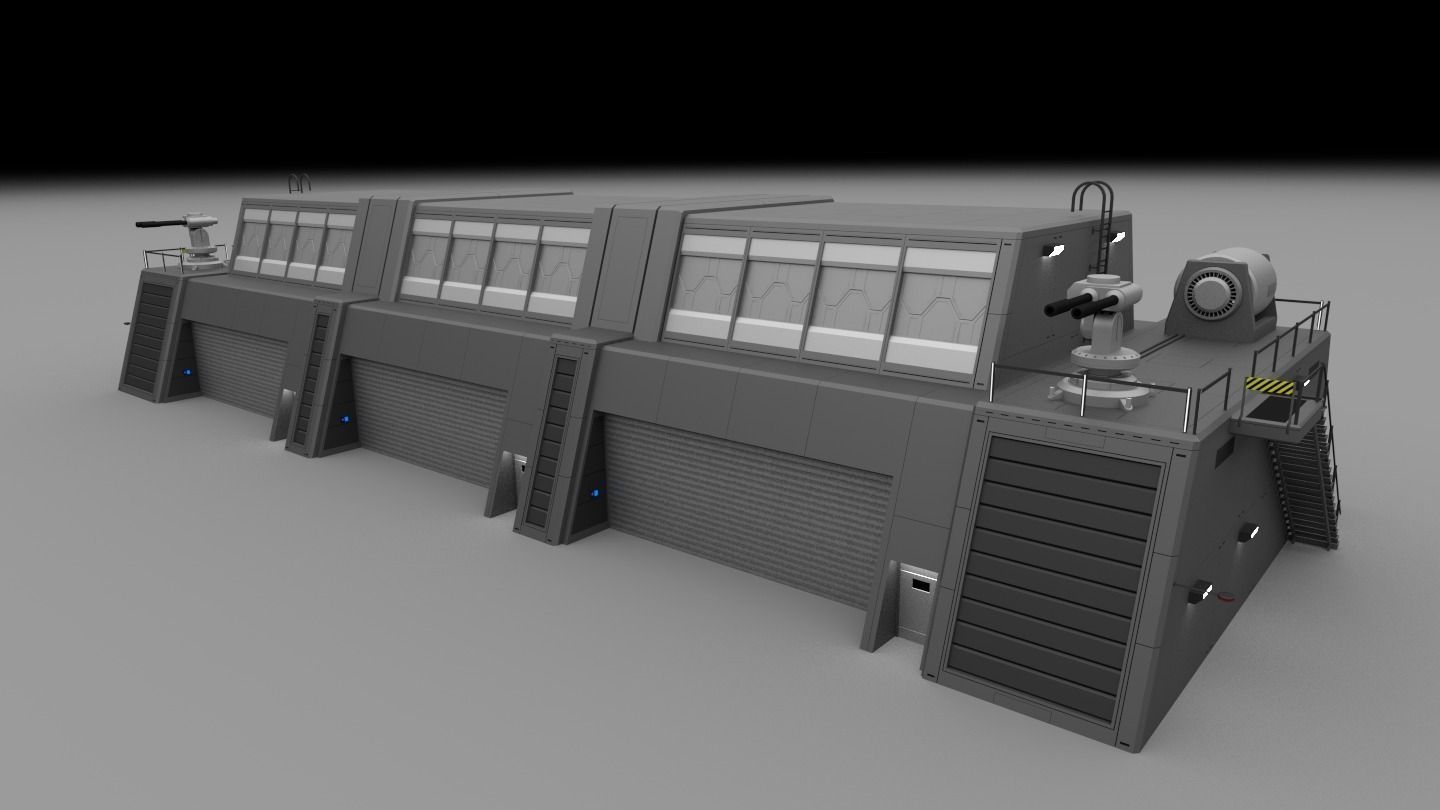 Futuristic Military Barracks 3D model animated | CGTrader