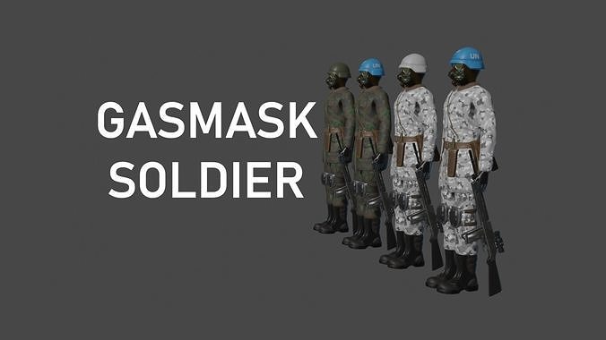 3D model Gasmask soldier VR / AR / low-poly | CGTrader