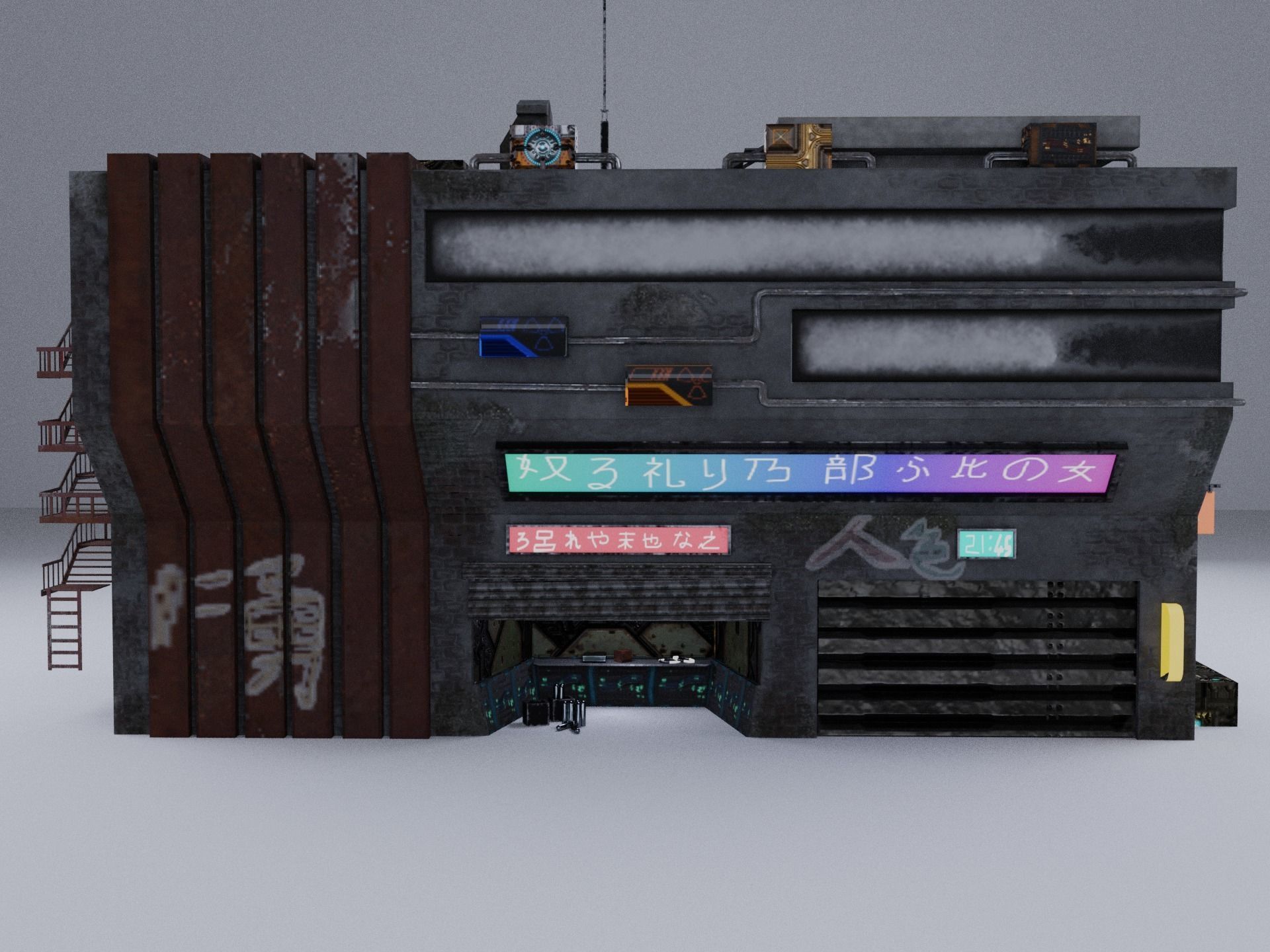 3D model Cyberpunk Building 12 VR / AR / low-poly | CGTrader