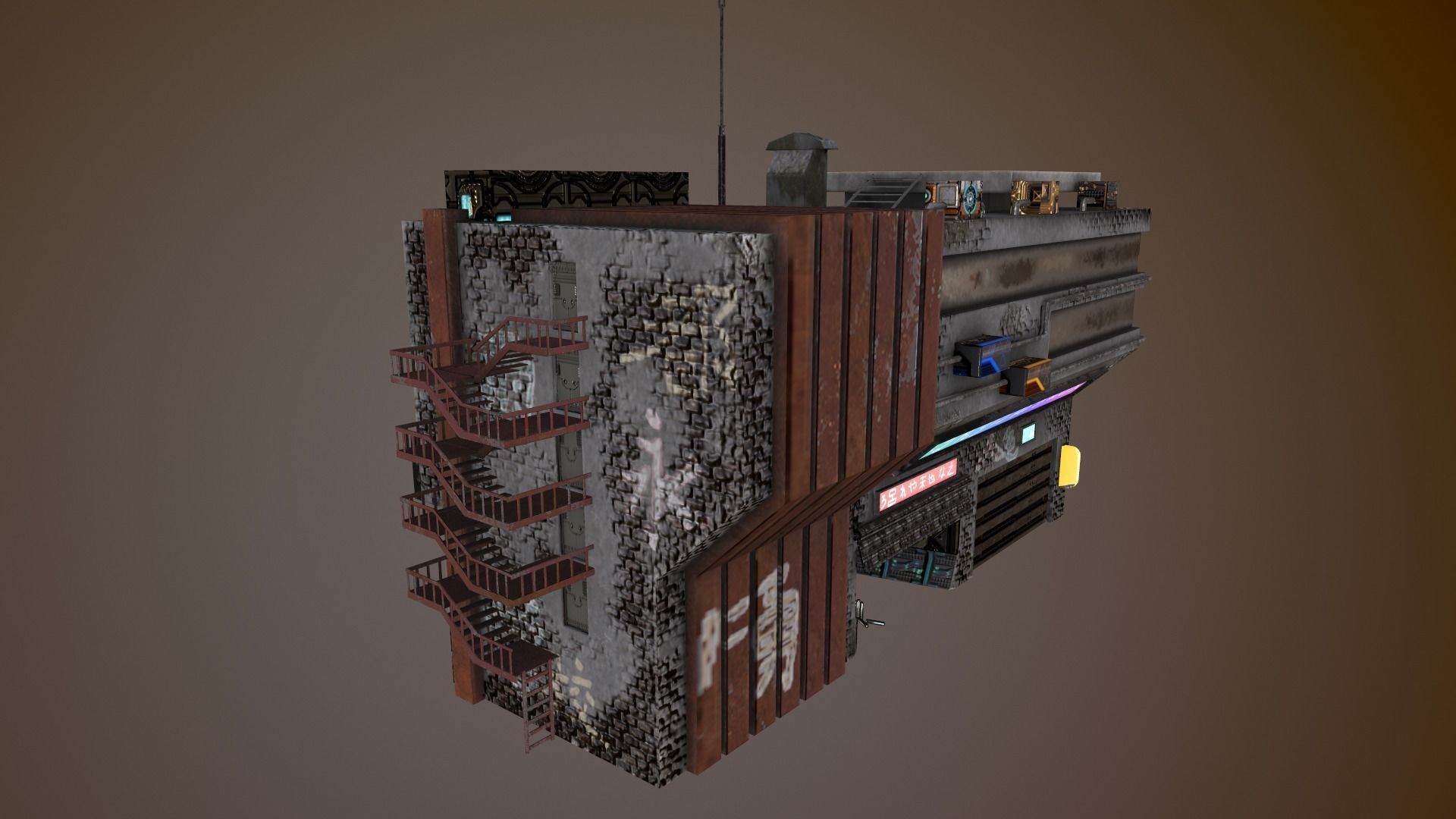 3D model Cyberpunk Building 12 VR / AR / low-poly | CGTrader