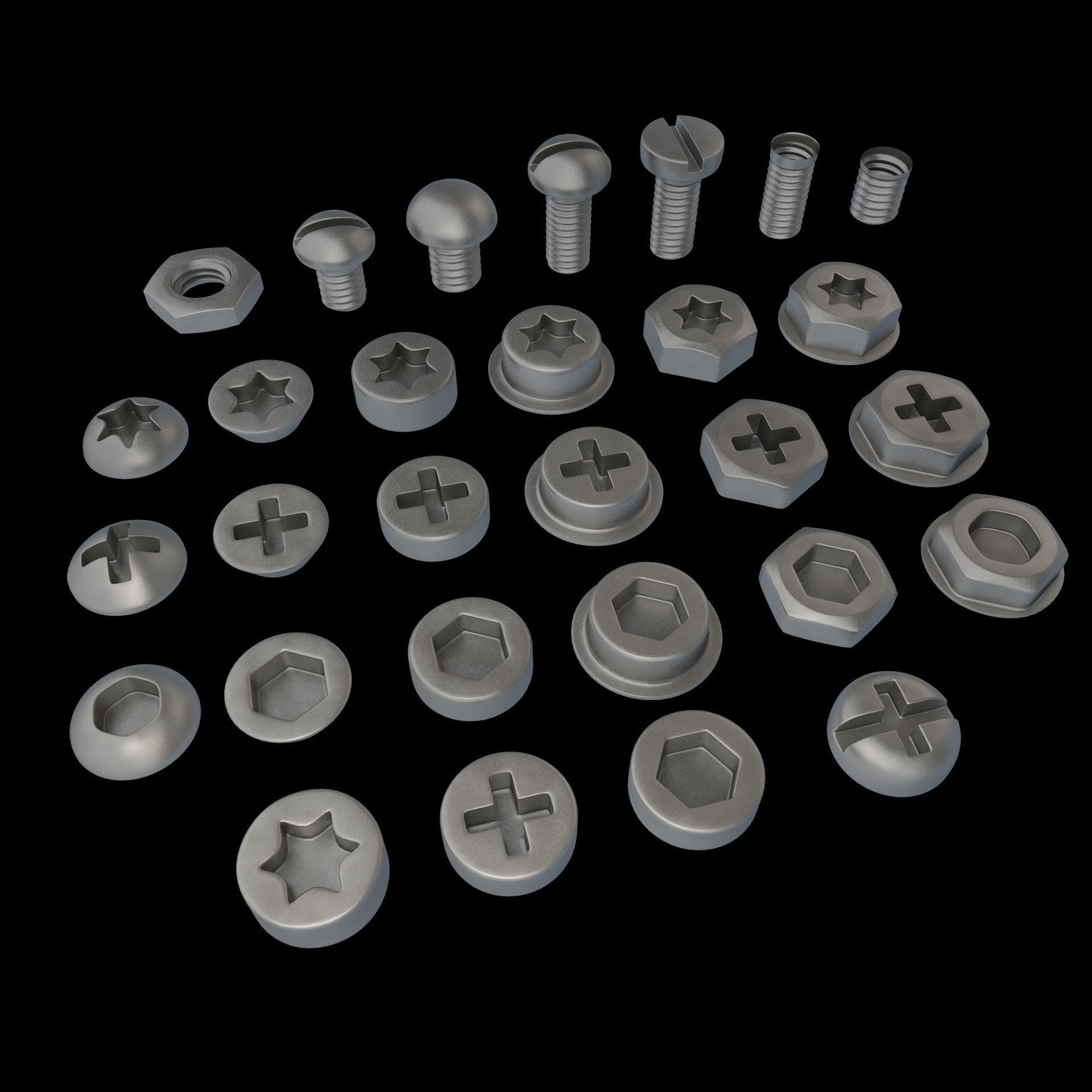 Screw Head Collection 3D model | CGTrader