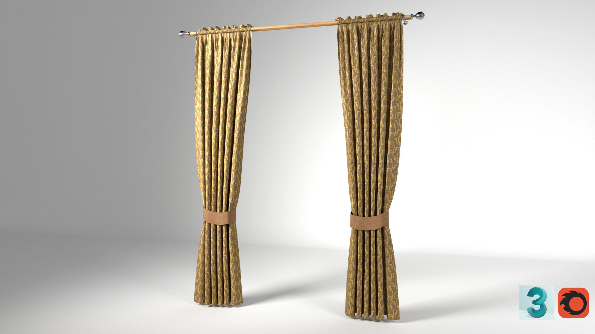 Animated curtains for architectural visualization 605 3D model animated ...