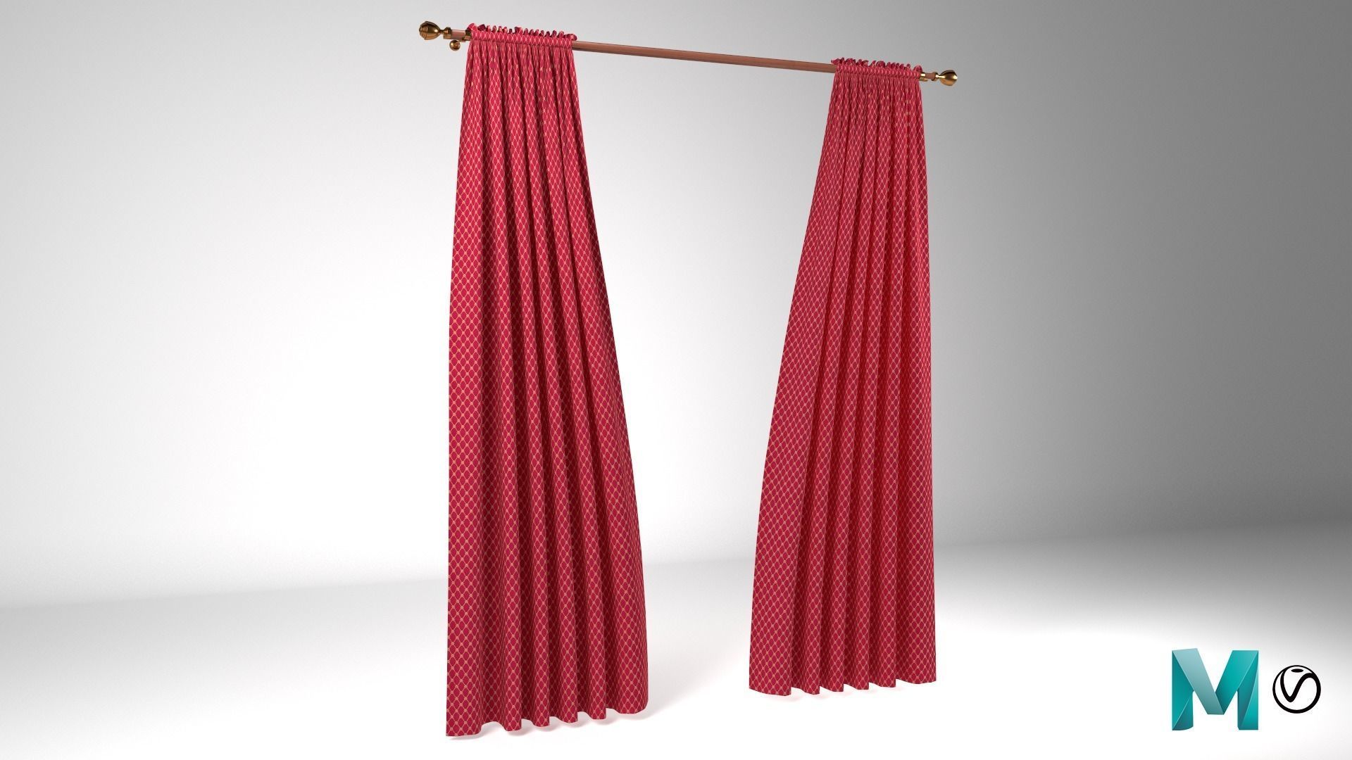 Animated curtains for architectural visualization 605 3D model animated ...
