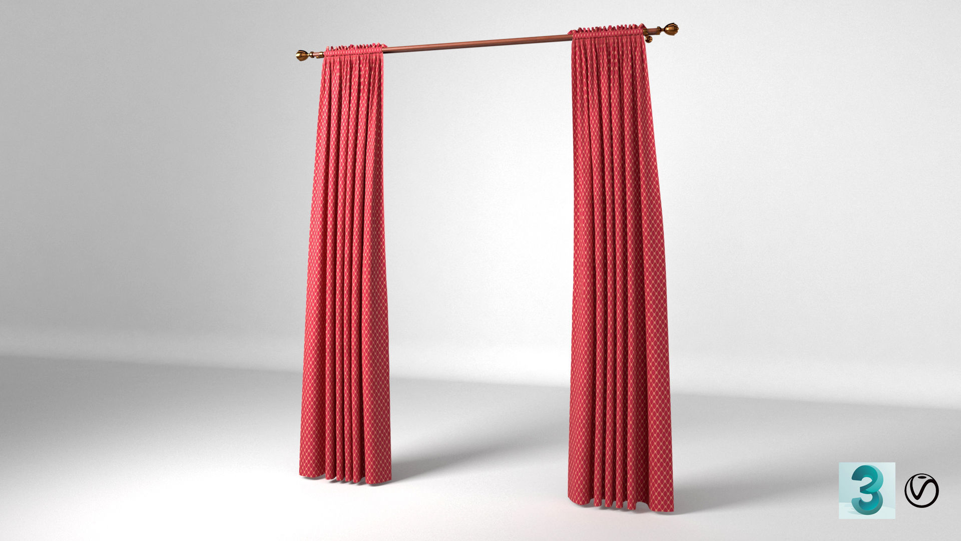 Animated curtains for architectural visualization 605 3D model animated ...