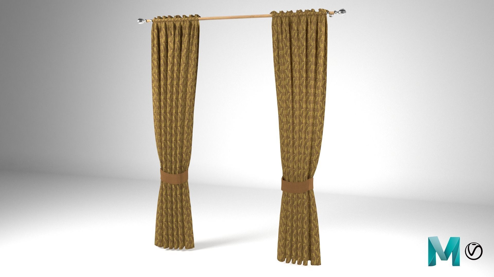 Animated curtains for architectural visualization 605 3D model animated ...