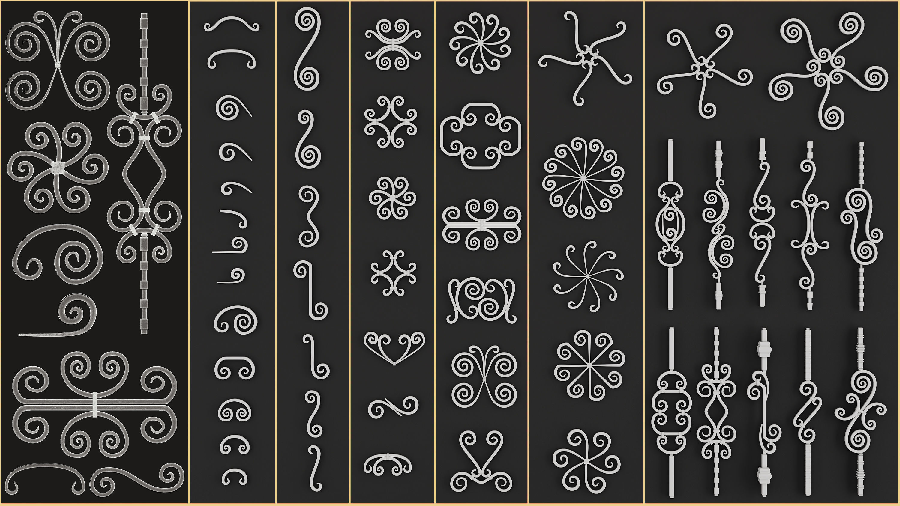 50 Wrought Iron Pieces and 59 Patterns 3D model | CGTrader