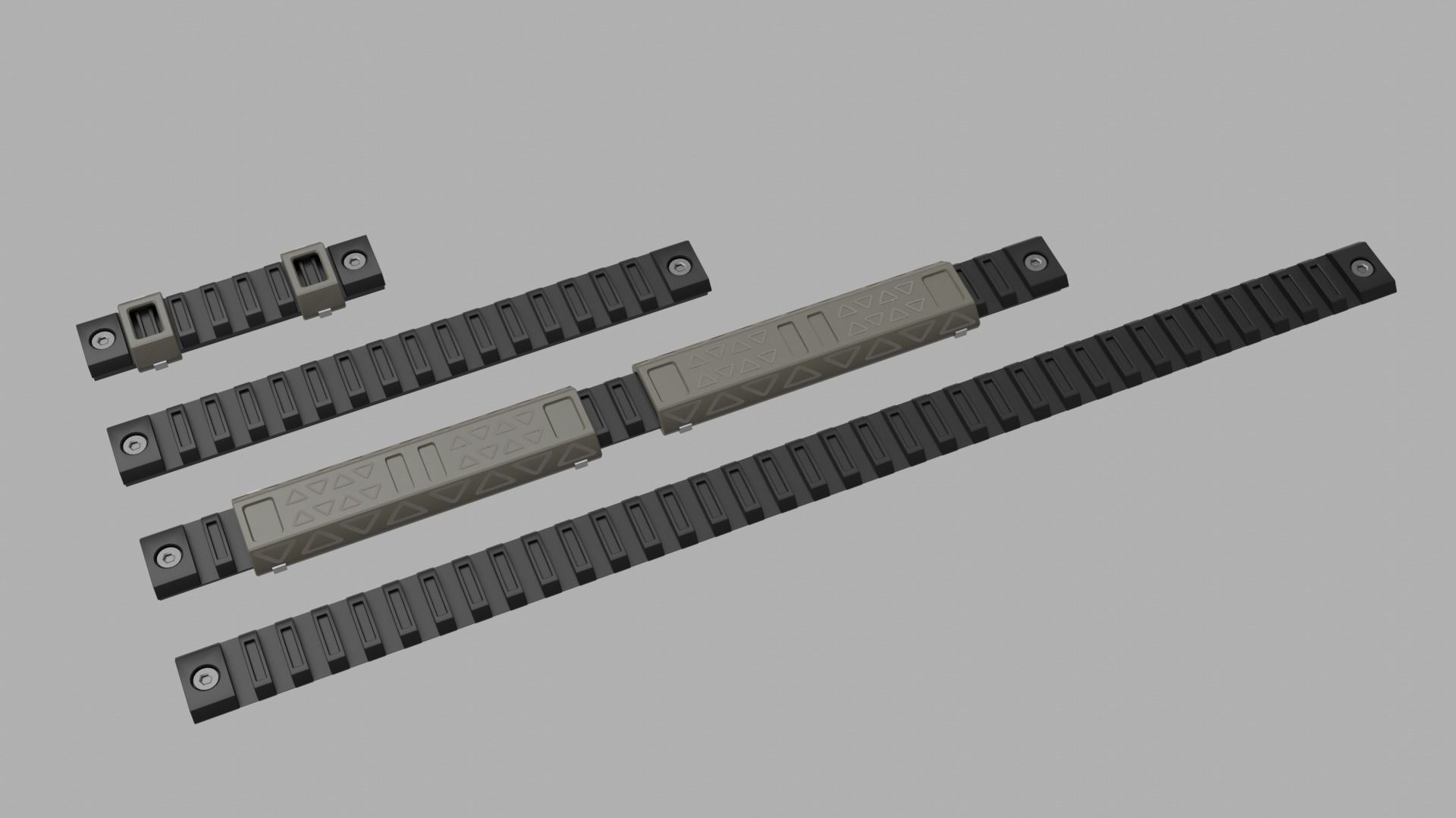 Picatinny RAS RIS Rails and Covers 3D model | CGTrader