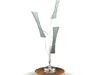 Modern Silver Tri Bulb Lamp With Wooden Base 3D model | CGTrader