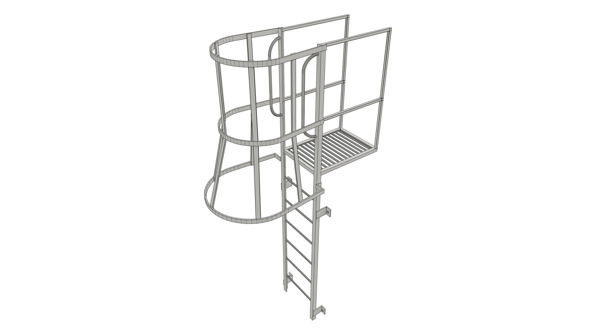3D model Fire escape stair Red VR / AR / low-poly | CGTrader
